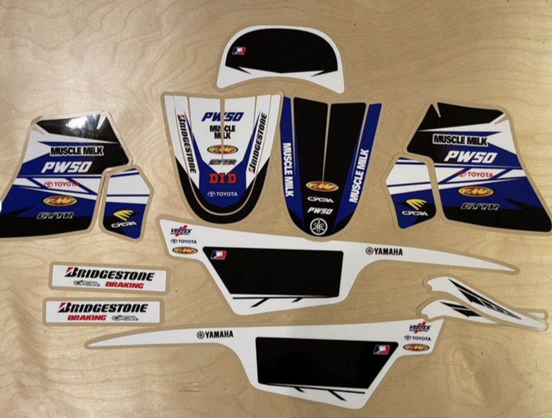1990-2024 Yamaha PW50 Factory Graphic Kit Motocross Decal Graphic Mx ...