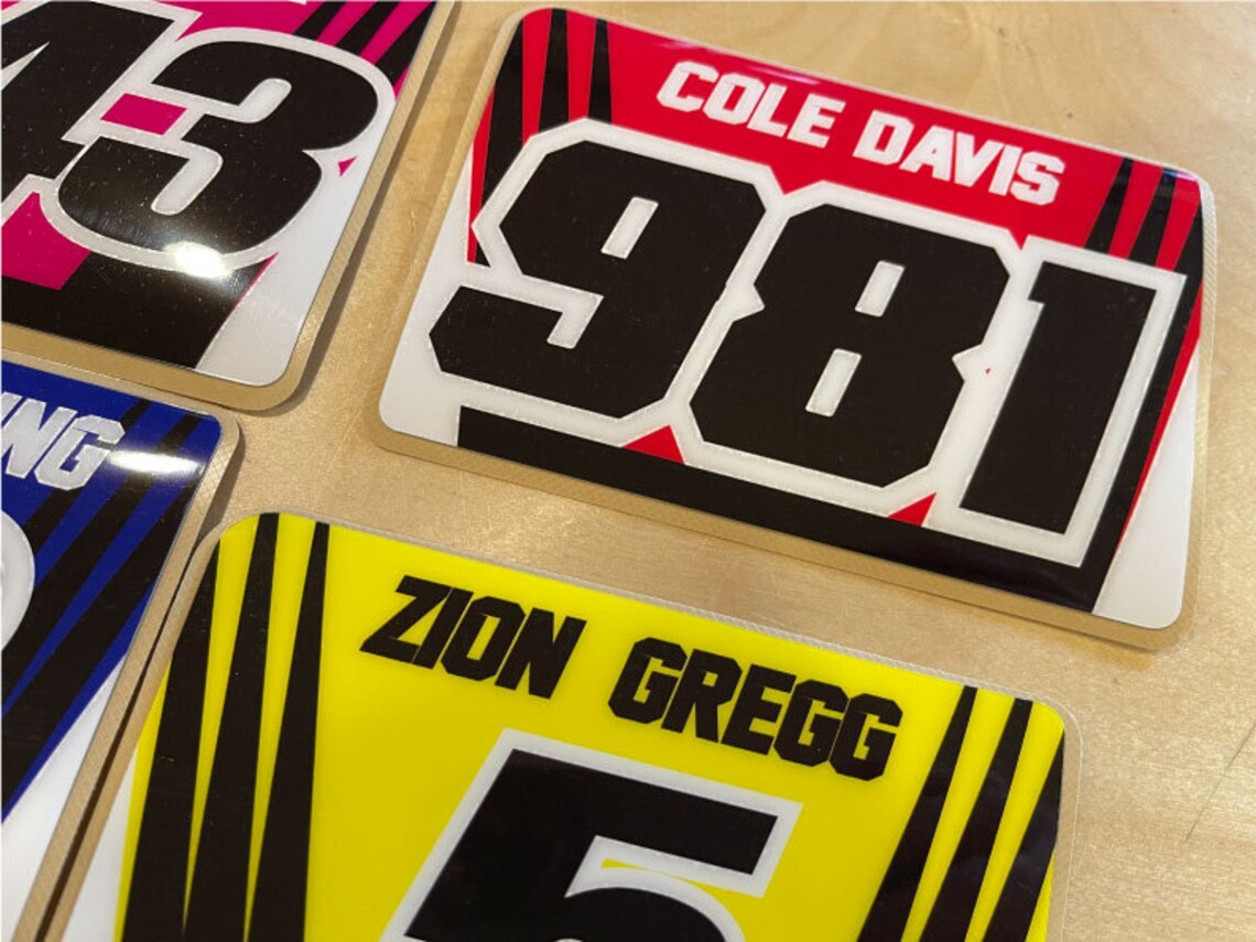3x Number Plate Decal Stickers Custom Name Motocross Race Graphics ...