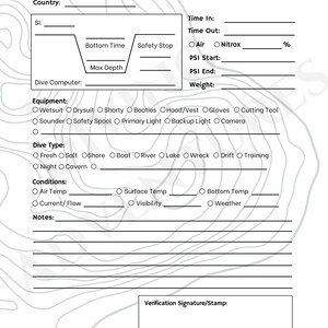 Recreational Dive Log Book Pages (US and Metric), Printable, Diving Log ...