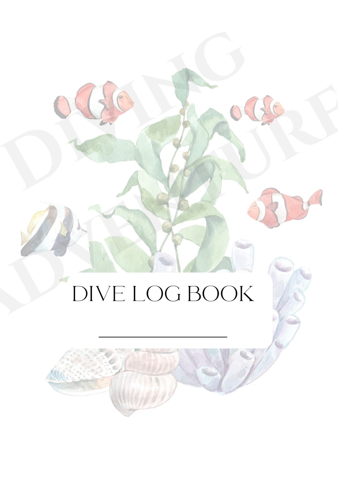 Watercolor Marine Life Dive Log Book Pages, Printable, Diving Log ...