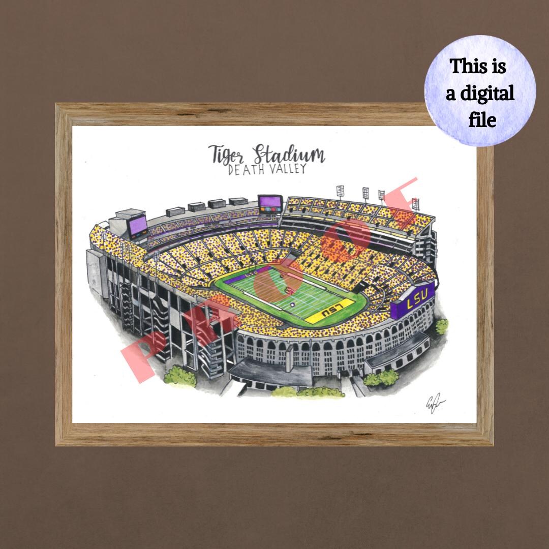LSU Tiger Stadium Watercolor Painting- Digital File - Etsy