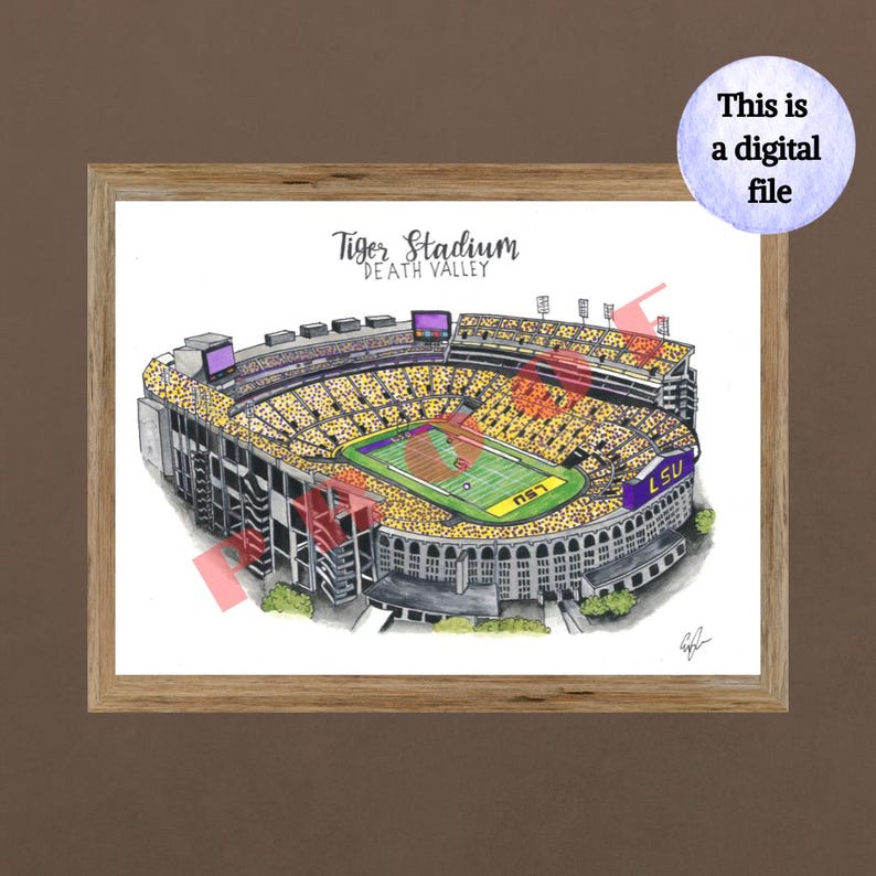LSU Tiger Stadium Watercolor Painting Digital File - Etsy