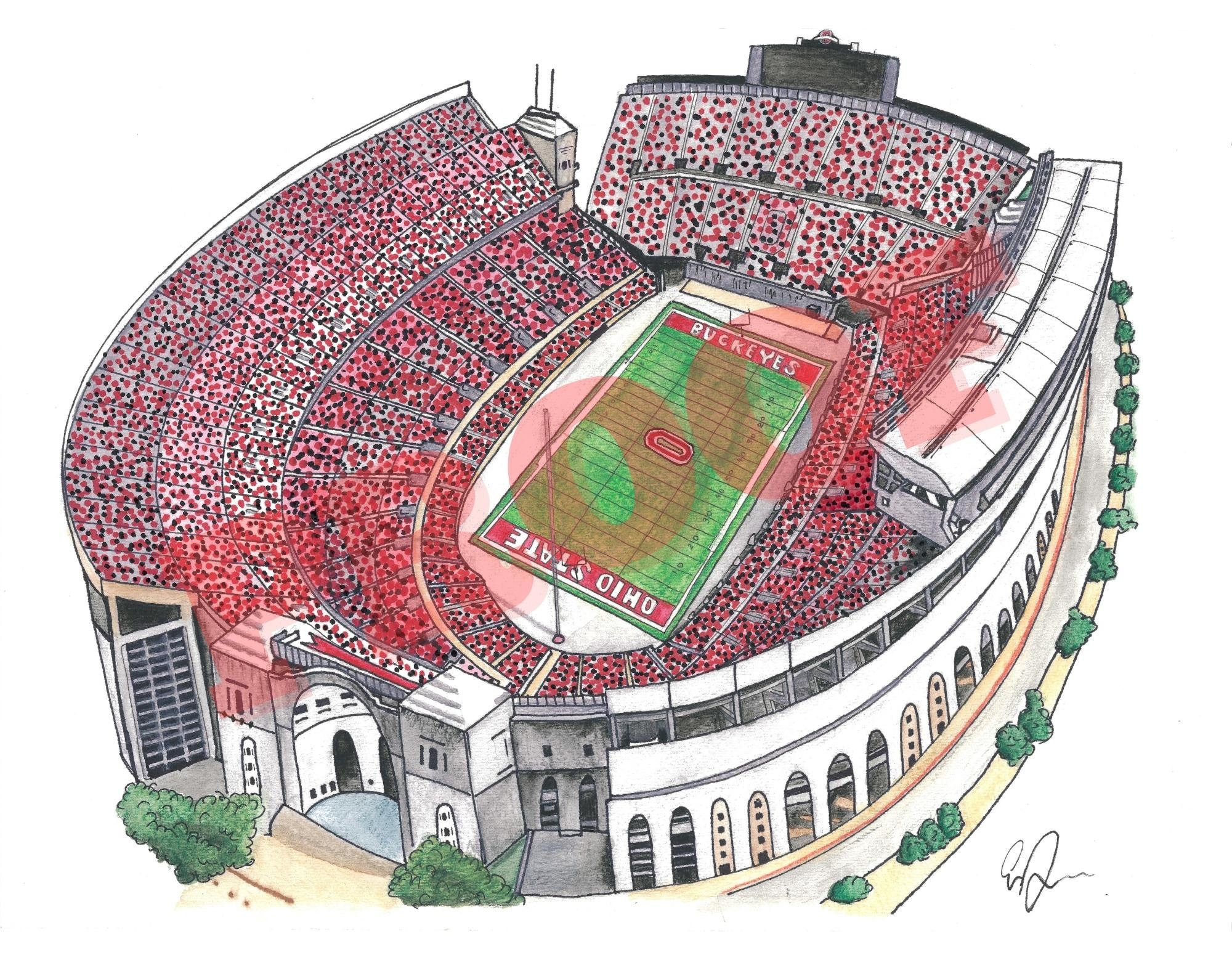 Ohio State Stadium Watercolor Painting DIGITAL FILE - Etsy