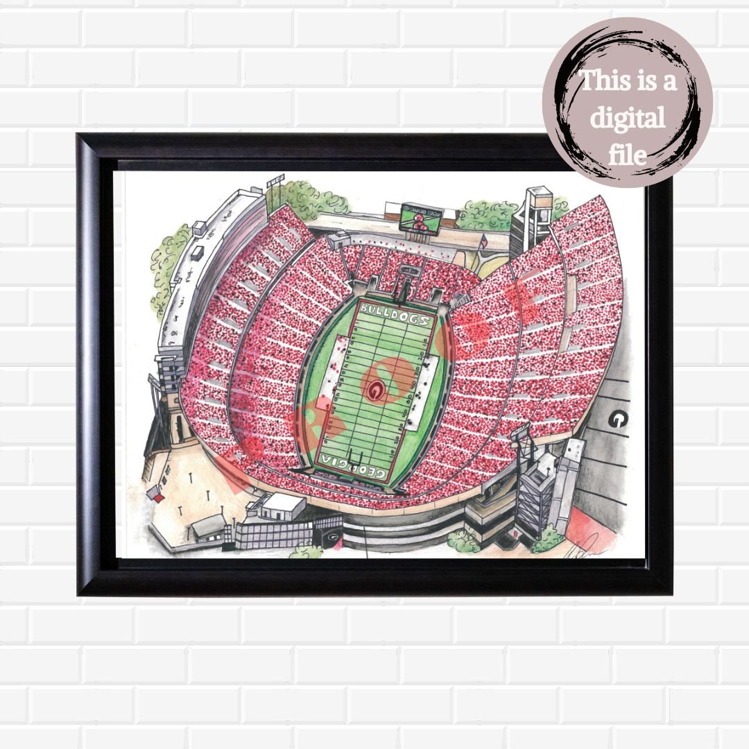Georgia Sanford Stadium Watercolor Painting DIGITAL FILE - Etsy