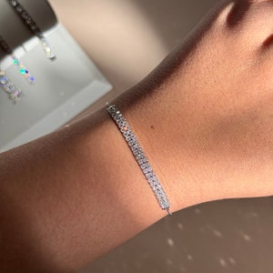 1pc | Silver Diamond Bracelet | Genuine Mother of Pearl | Sparkly Diamond Clover Bracelet | 925 ...
