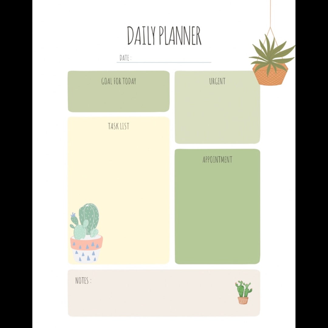 Printable Daily Planner Digital Download Succulents - Etsy
