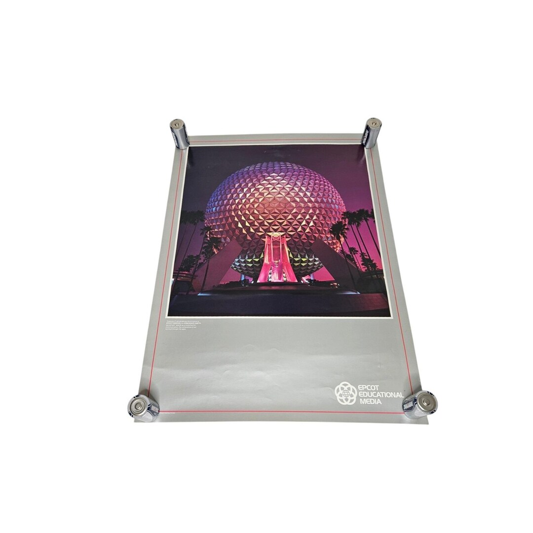 Vintage Epcot Center Spaceship Earth Sphere Poster 24"x18" Disney World ...