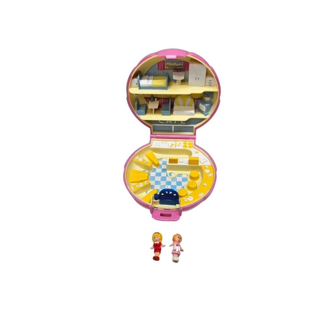 Vintage 1989 Polly Pocket Polly's Cafe Compact 100% Complete Pink Shell ...