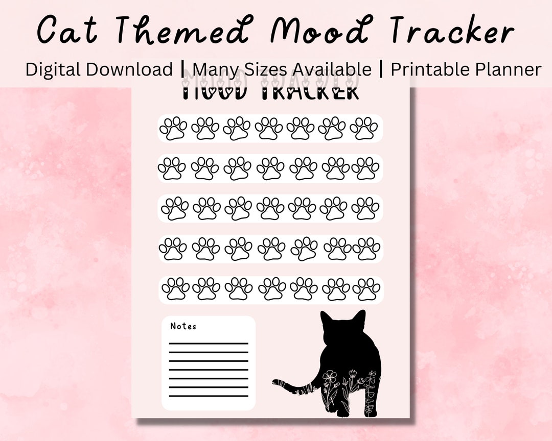 Cat Themed Mood Tracker Printable Mood Log Mental Health - Etsy