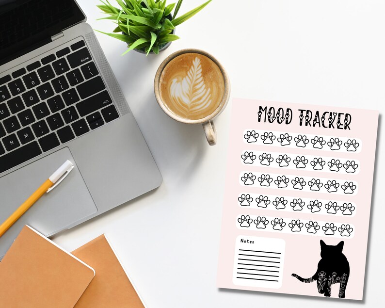 Cat Themed Mood Tracker Printable Mood Log Mental Health - Etsy