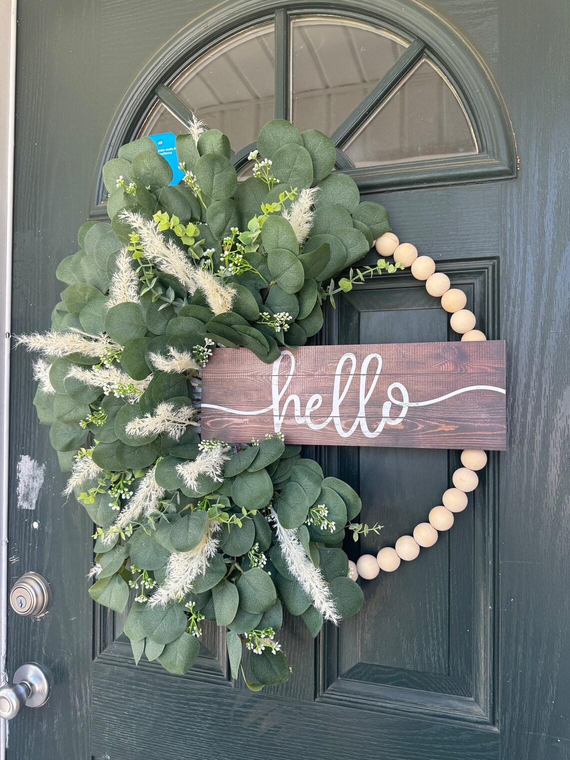 Hello Beaded Wreath, Beaded Door Wreath, Everyday Wreath, Front Door ...