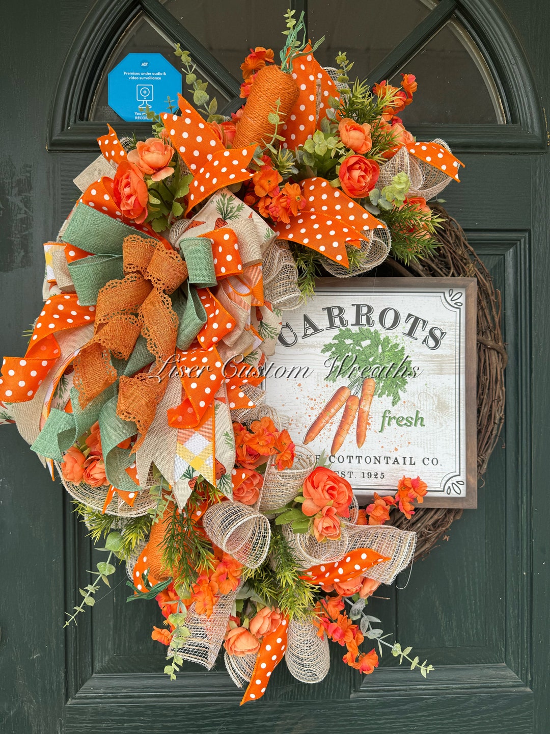 Carrot Grapevine Wreath, Easter Grapevine Wreath, Easter Mesh Grapevine ...