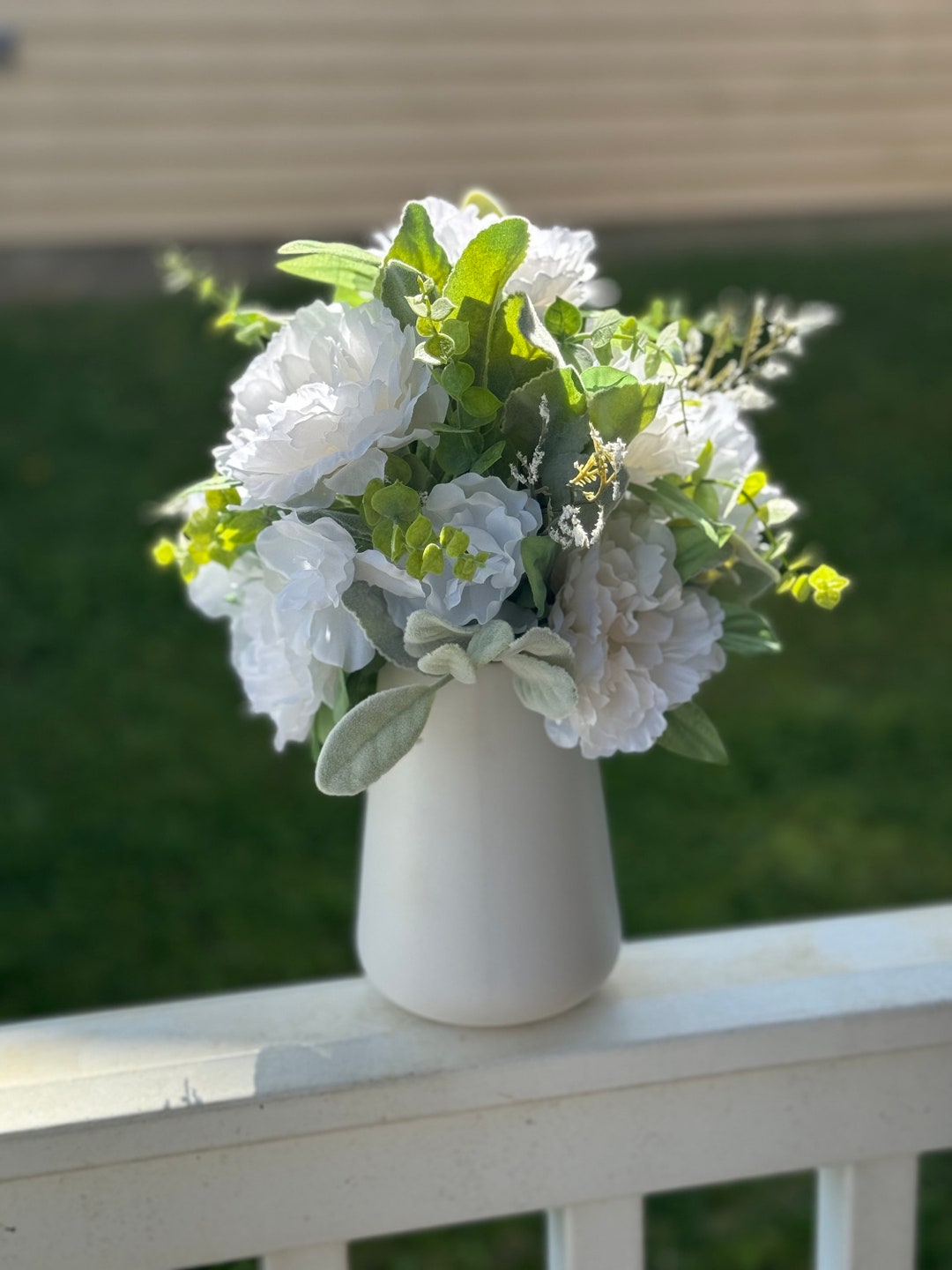 Floral Ceramic Centerpieces, Greenery Centerpieces, White Carnations ...