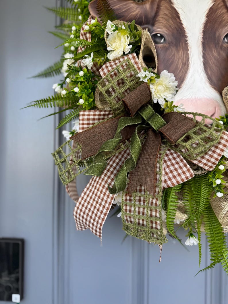 Farmhouse Cow Wreath: Rustic Country Animal Door Decor - Etsy