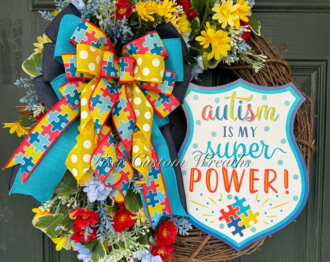 Autism Wreath for Front Door, Autistic Wreath for Front Door, Home ...