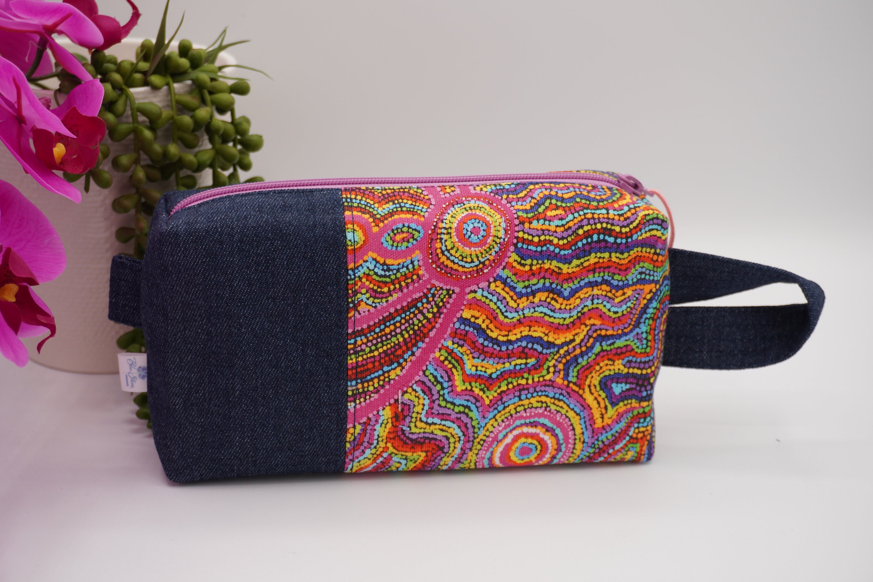 Aboriginal Art Boxy Zipper Pouch, Makeup Bag, READY TO SHIP Designer ...