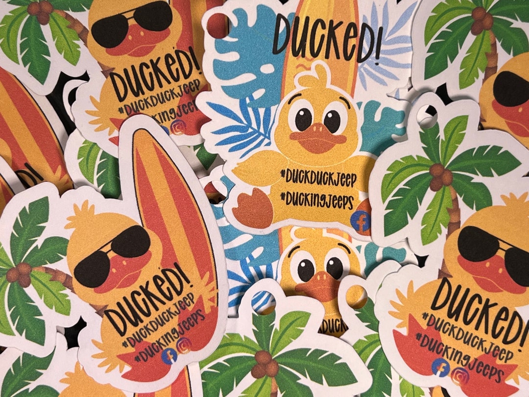10 Summer Themed Ducking Tags With Rubber Bands/get Ducked - Etsy