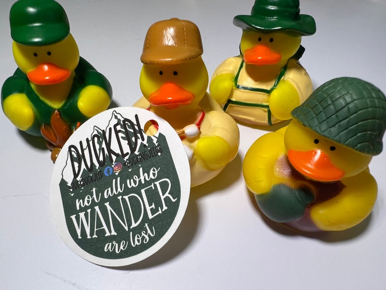 10 Camping Themed Ducking Tags With Rubber Bands/get Ducked - Etsy