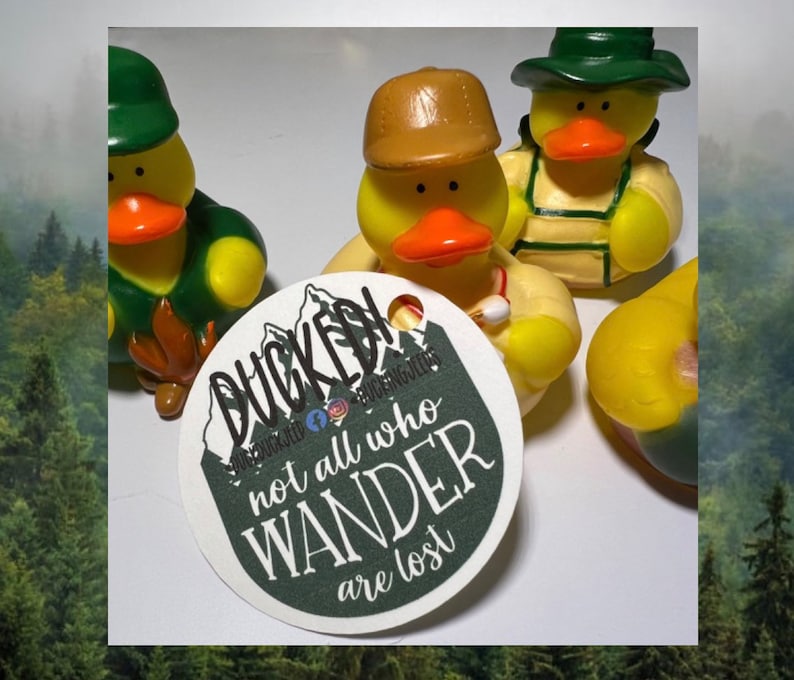 10 Camping Themed Ducking Tags With Rubber Bands/get Ducked - Etsy