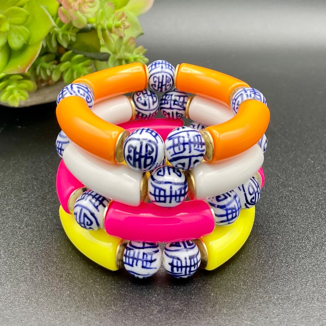 Restocking 5/11/24 Bright Neon Chinoiserie Bangle Bracelet Collection ...