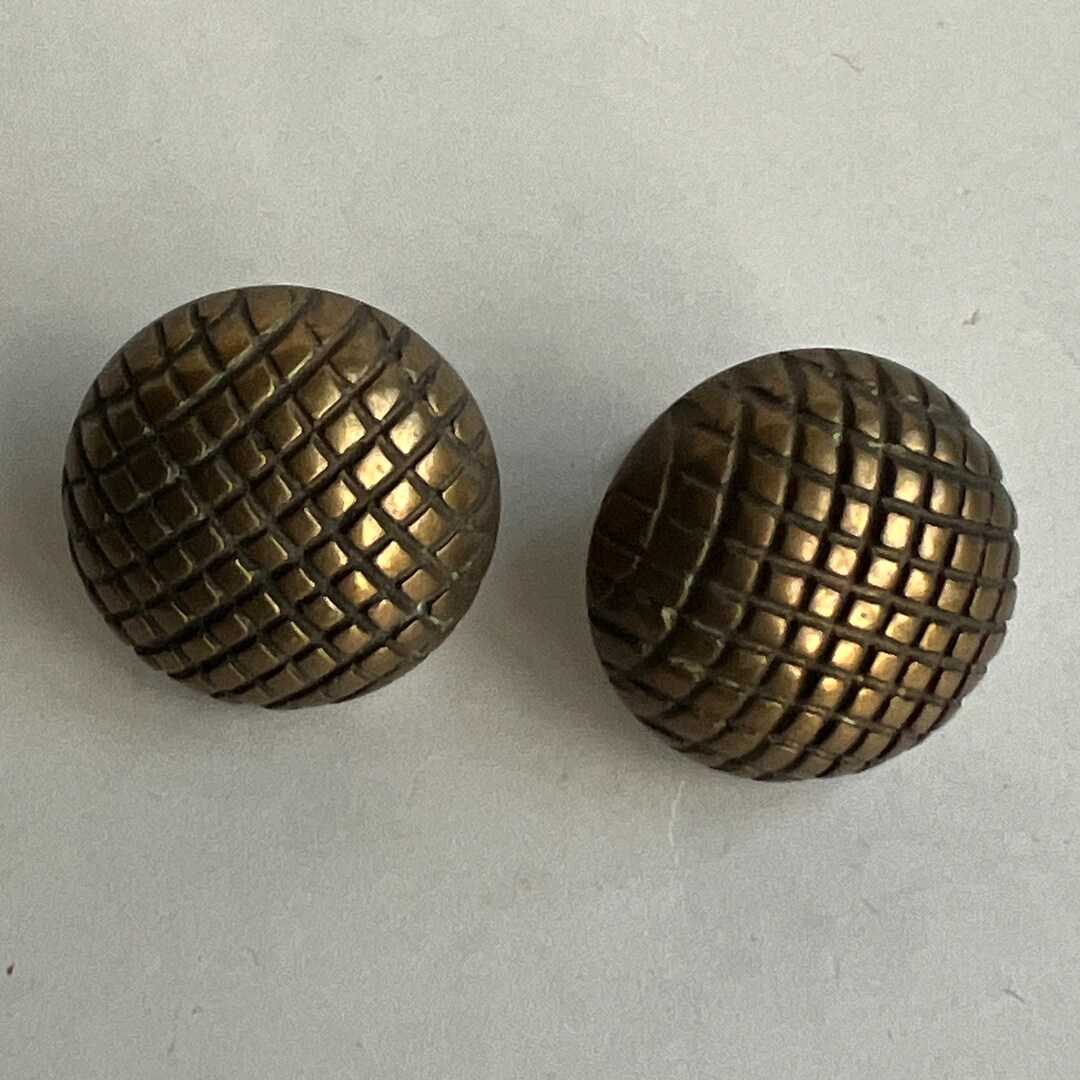 Vintage Large Bronze Doom Clip on Earrings Textured Statement Button ...