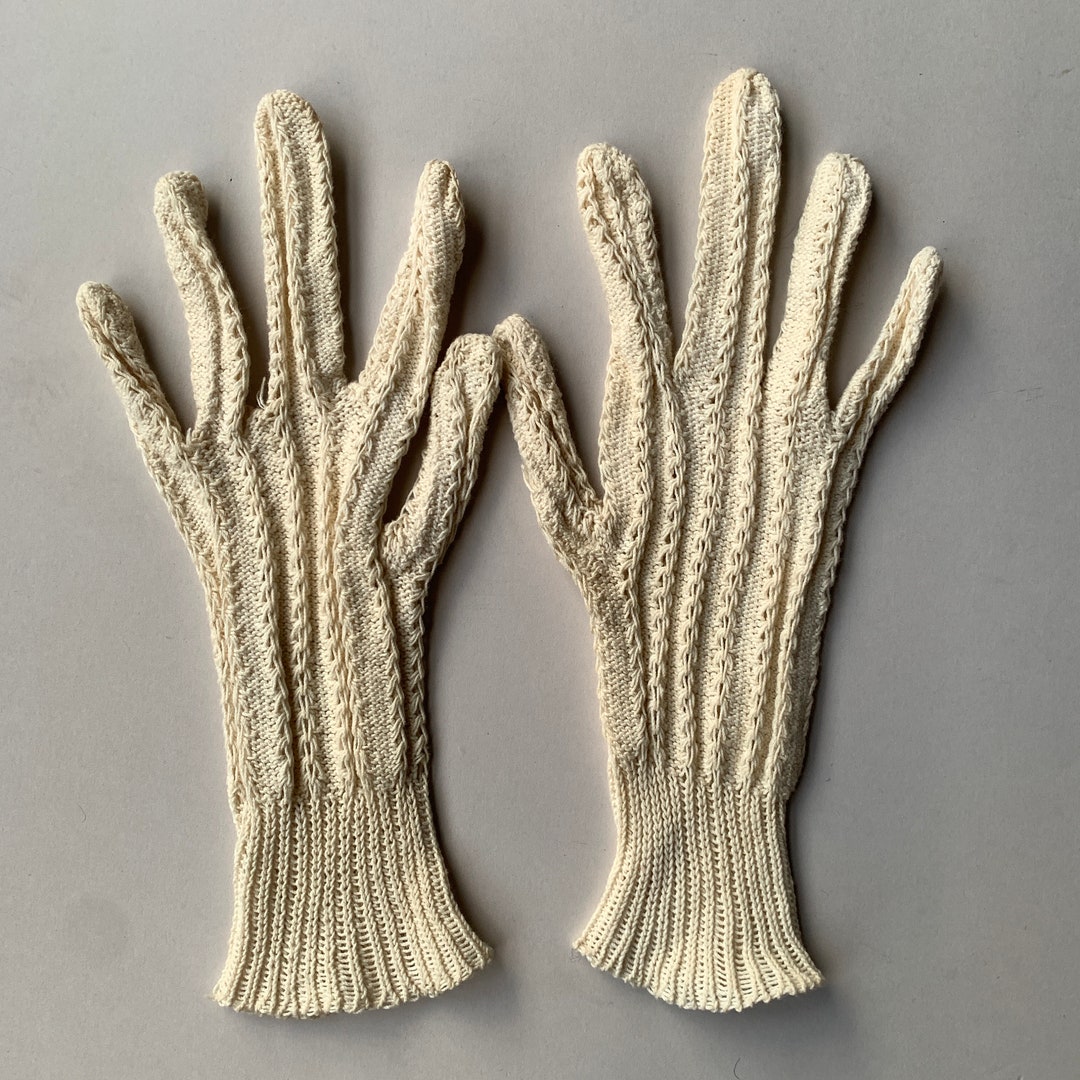 Antique Bridal 1920s 1930s Crochet Knitted Gloves, Art Deco Era Hand ...