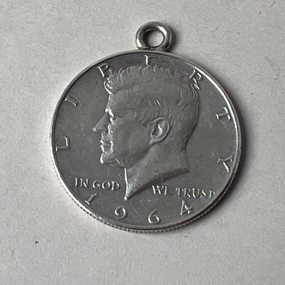 Sterling Silver John F Kennedy 1964 Half Dollar Coin Medal Pendant, JFK ...