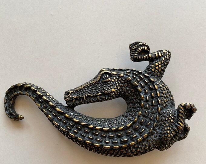 Vintage Croc Metal Animal Buckle Signed Made in Italy - Etsy