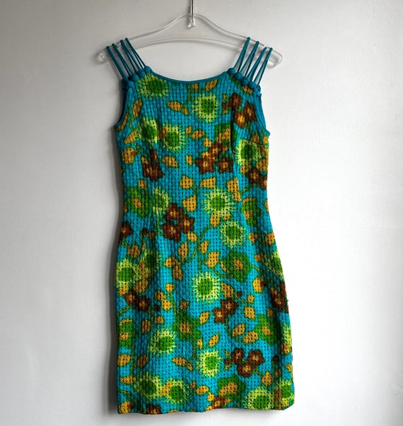 1960s Go Go MOD Twee Dress with Pop Blue Green Yellow… - Gem
