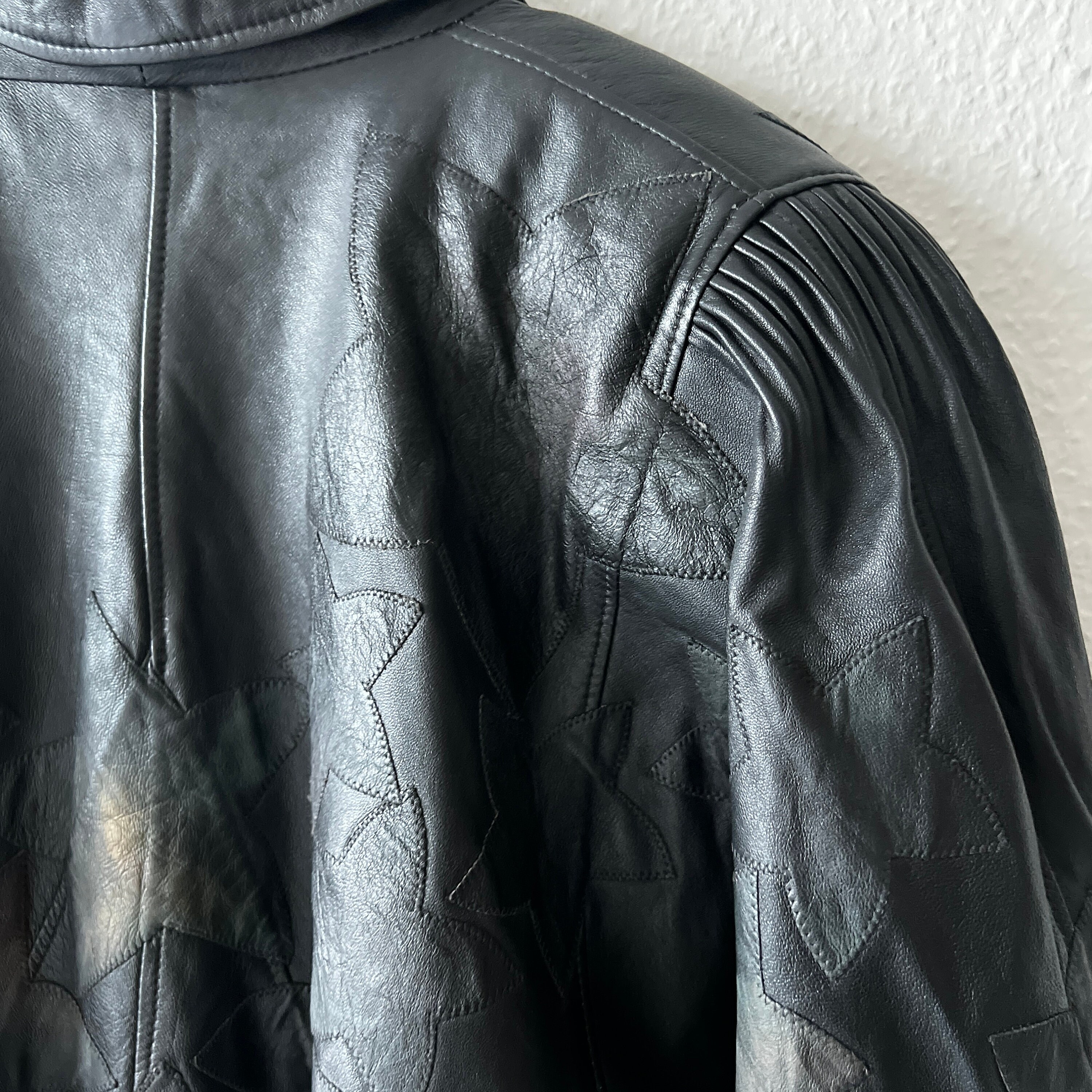 Vintage Oversized 80s Black Leather Jacket, Goth Grunge Rocker Blazer ...