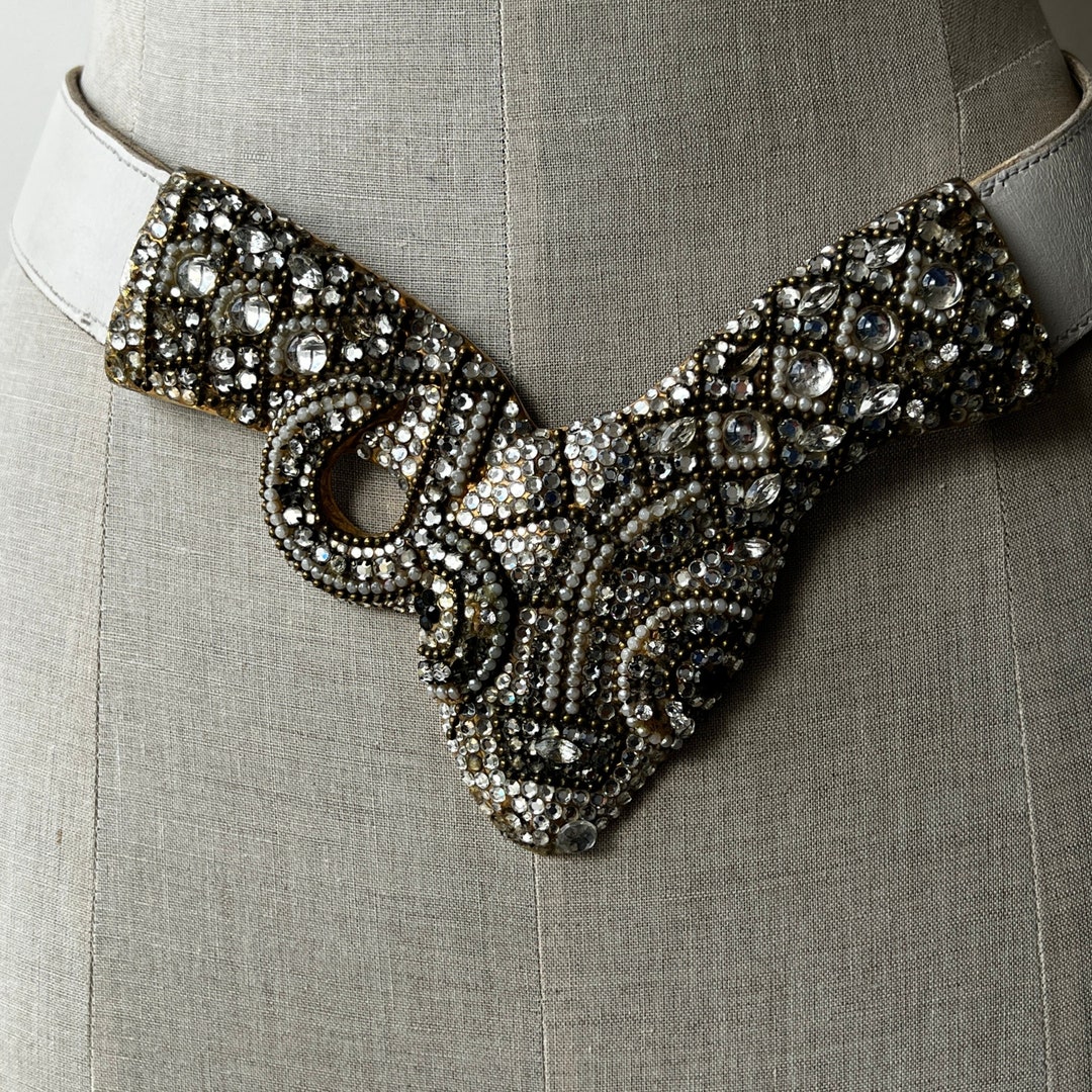 80s ERMINE Beverly Hills Statement Hip Belt, Rhinestone Snake Head ...