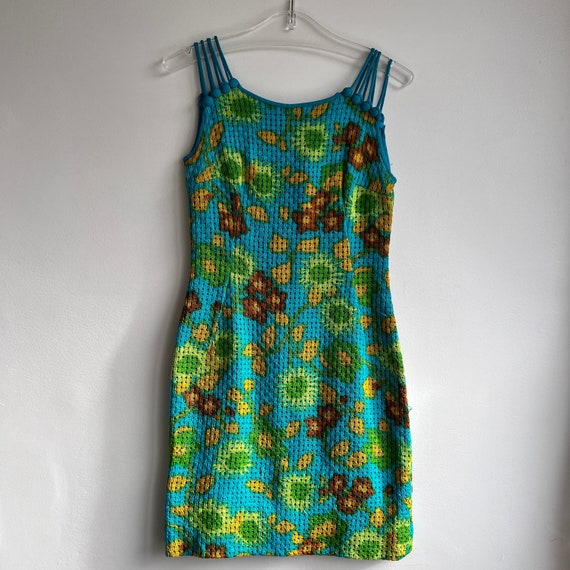1960s Go Go MOD Twee Dress with Pop Blue Green Yellow… - Gem