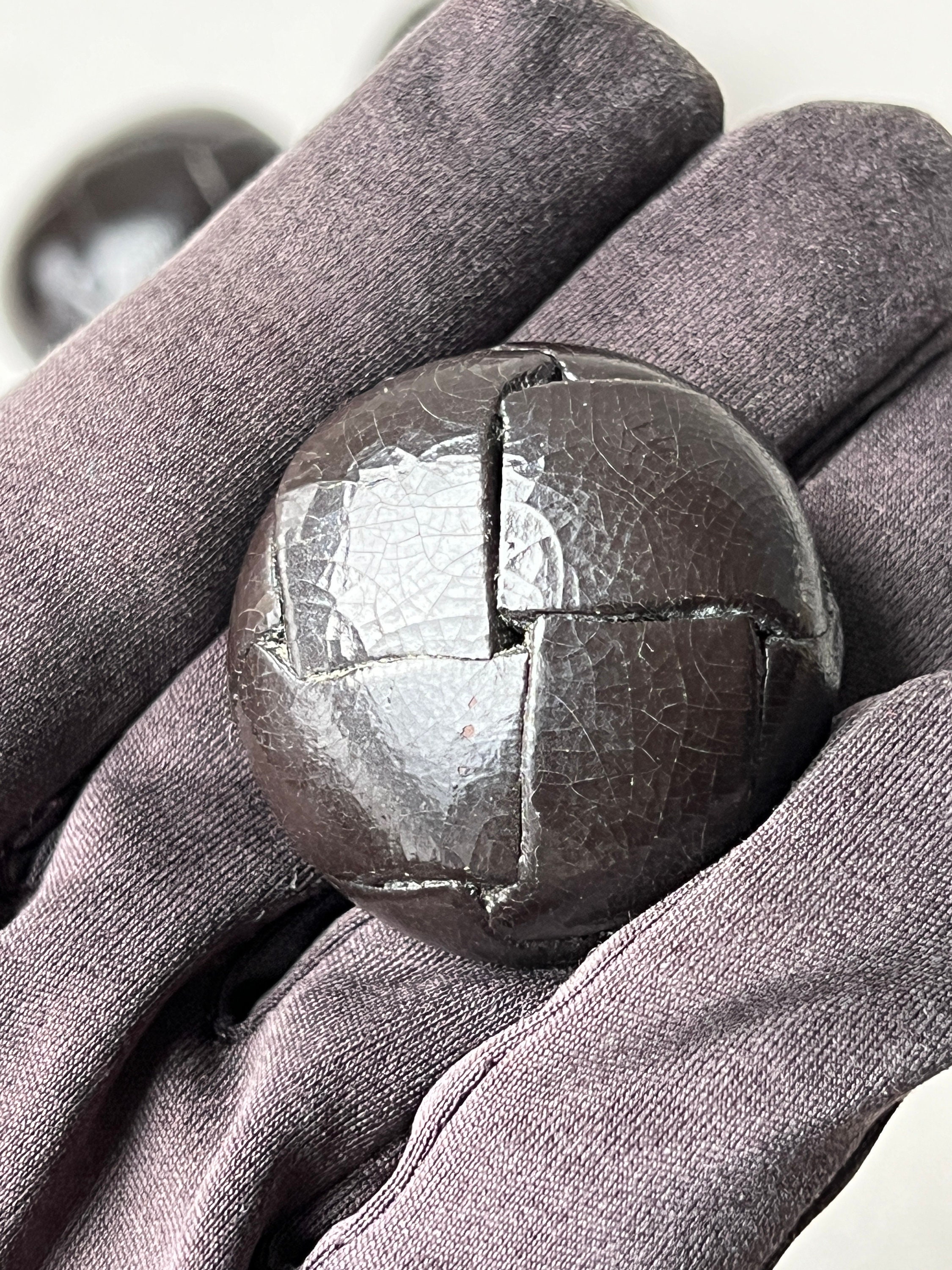 6 Vintage Round Dark Brown Real Leather Covered Doom Buttons - Etsy