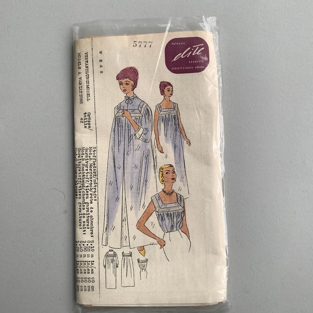 Vintage ELITE Sewing Pattern 1950s for Morning Dressing Gown, Night ...