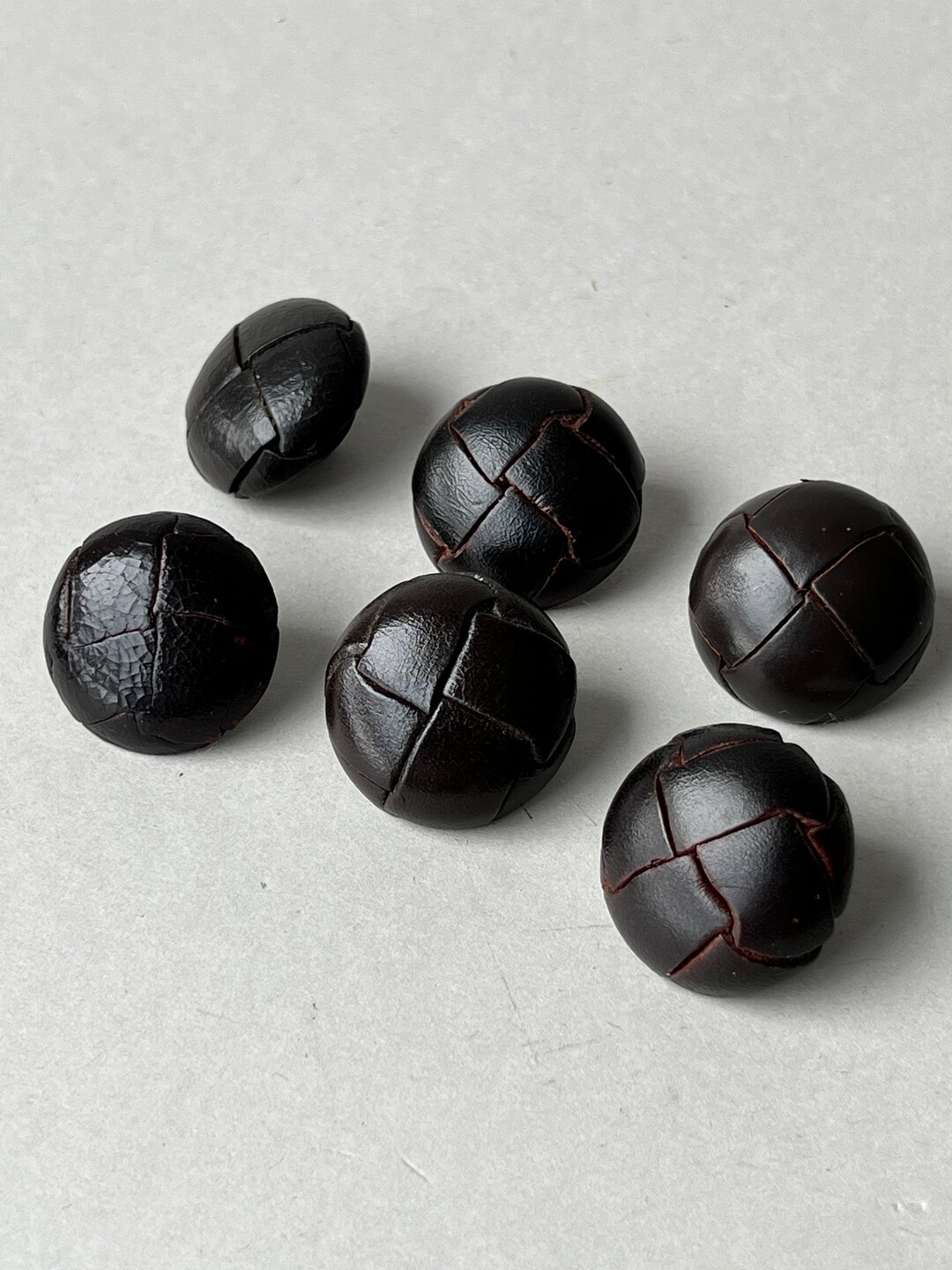 6 Vintage Doomed Dark Brown Black Leather Coat Jacket Blazer Buttons ...