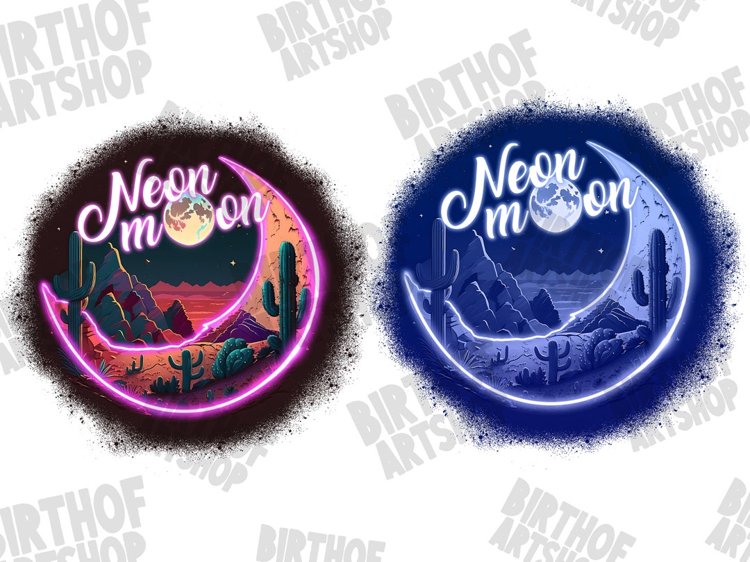 Neon Moon Png Retro Sublimations, Western PNG, Moon Png, Digital ...