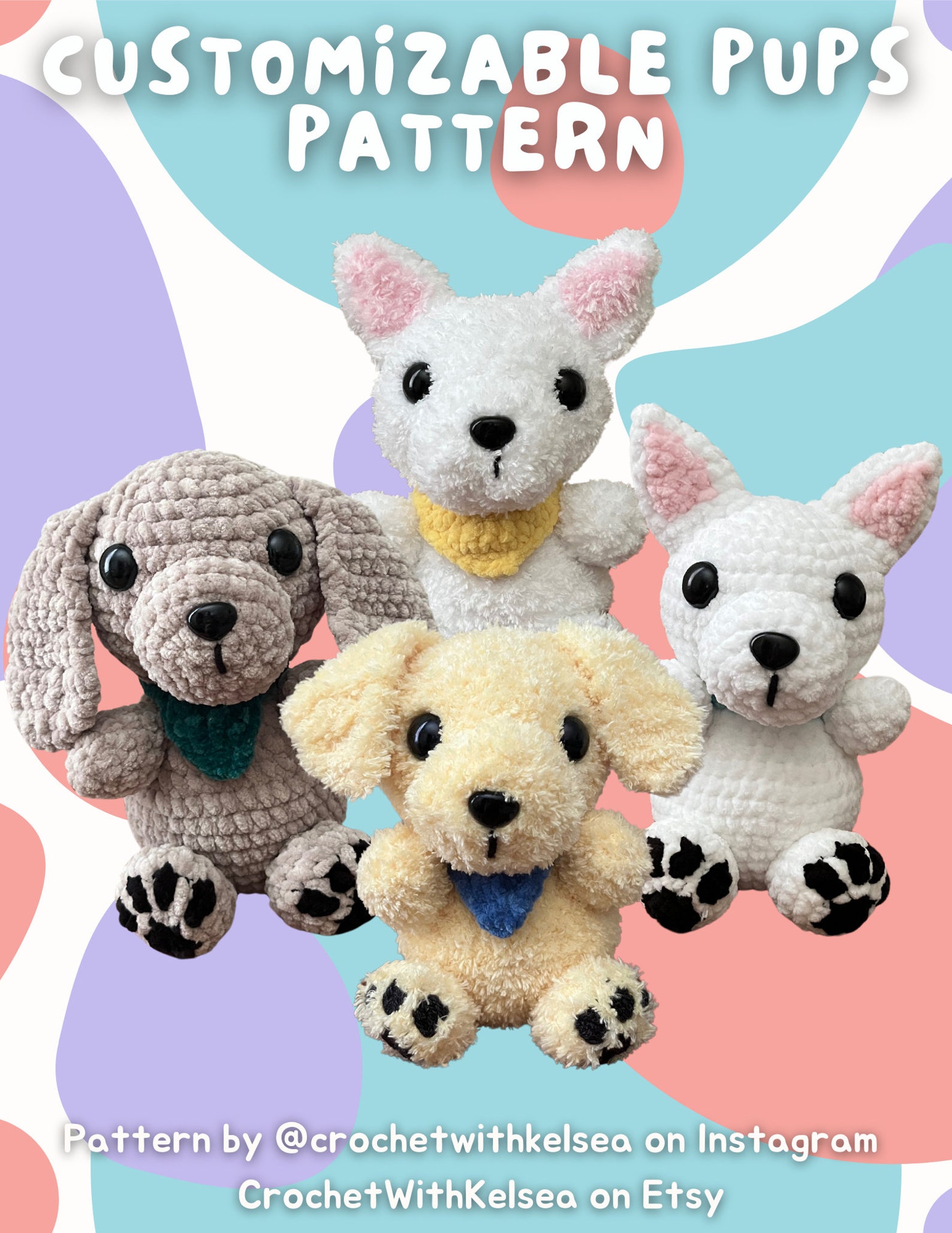 Customizable Puppies Crochet Pattern, Crochet Puppy Pattern, Custom Dog ...