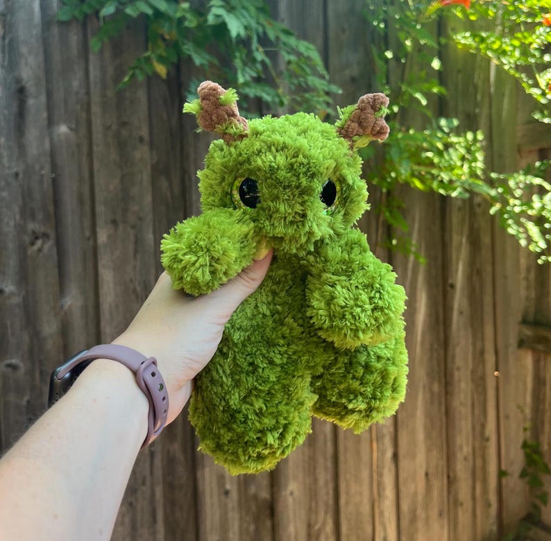 Moss the Sprite Snuggler Crochet Pattern With Fluffy Yarn Tips, Moss ...