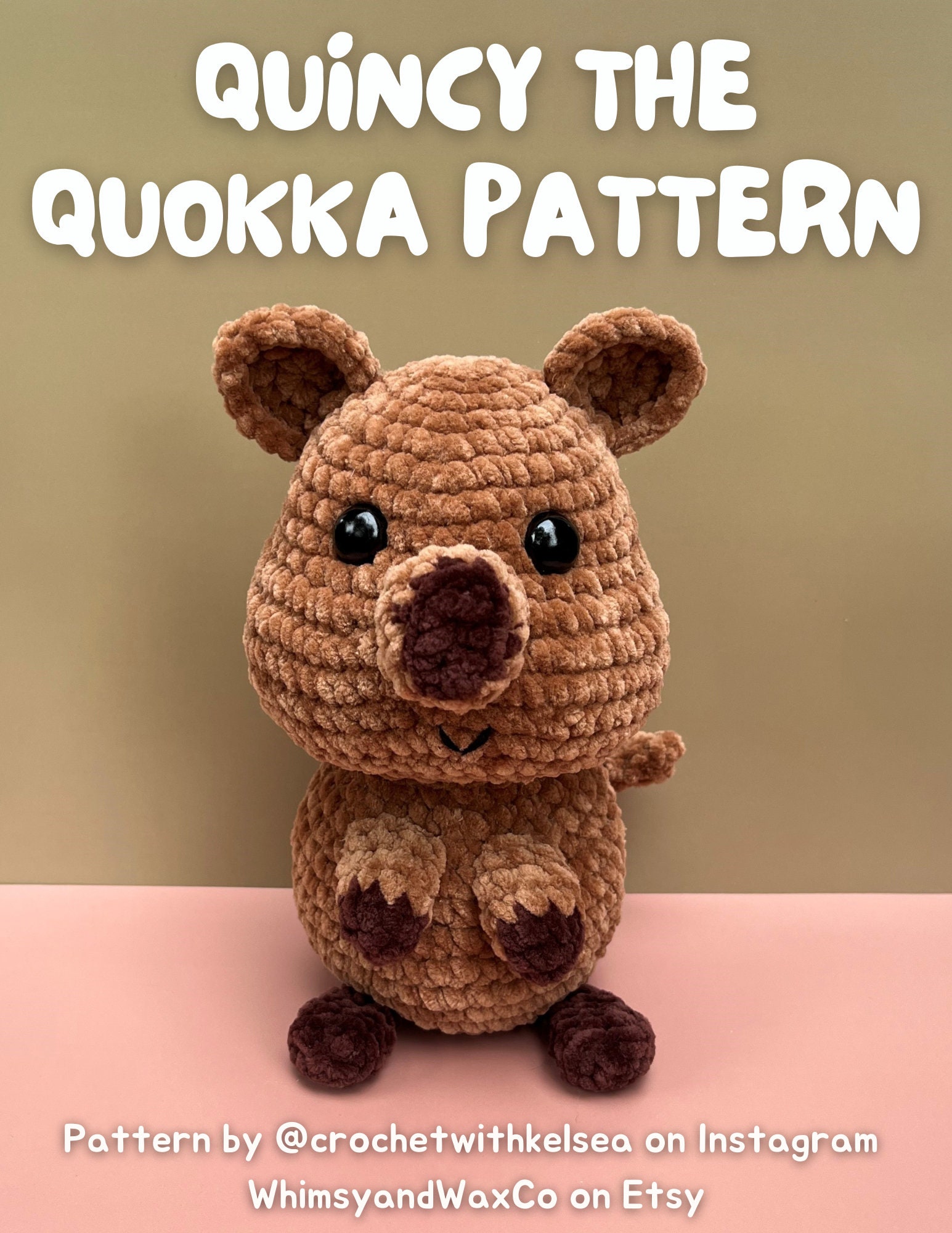 Quincy the Quokka Crochet Pattern, Crochet Pattern for Quokka Plushie ...