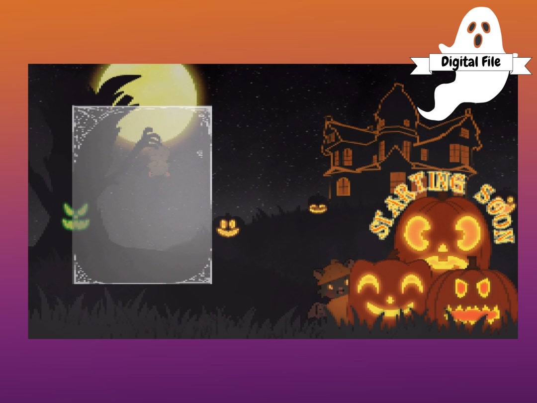 Halloween Pixel Background/overlay (5 Versions) Digital File | Spooky ...