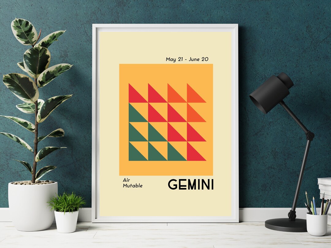 Retro Gemini Print, Mid-century Modern Astrology Poster, Gemini Gift ...