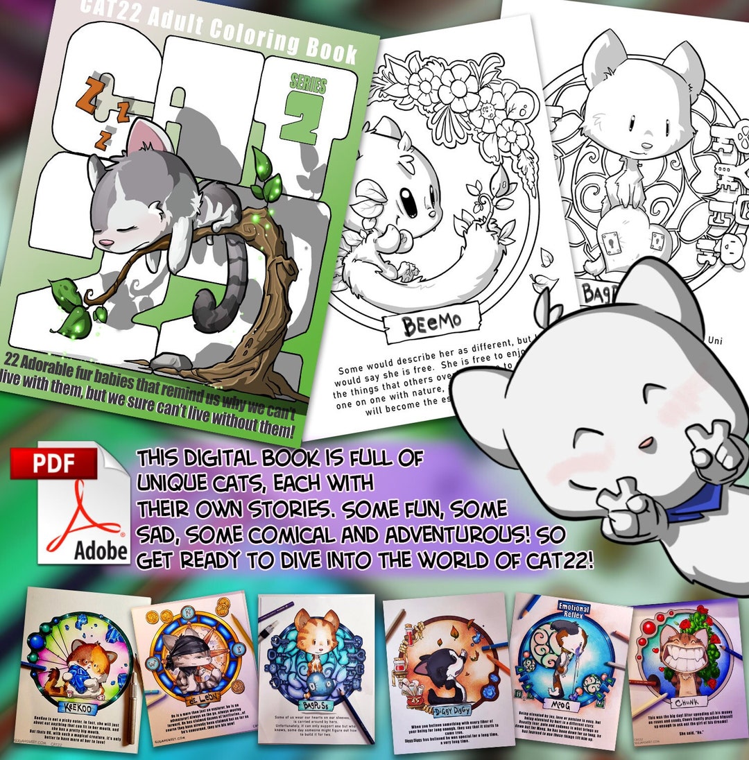 Cat22 Adult Coloring Book Series 2 - Etsy