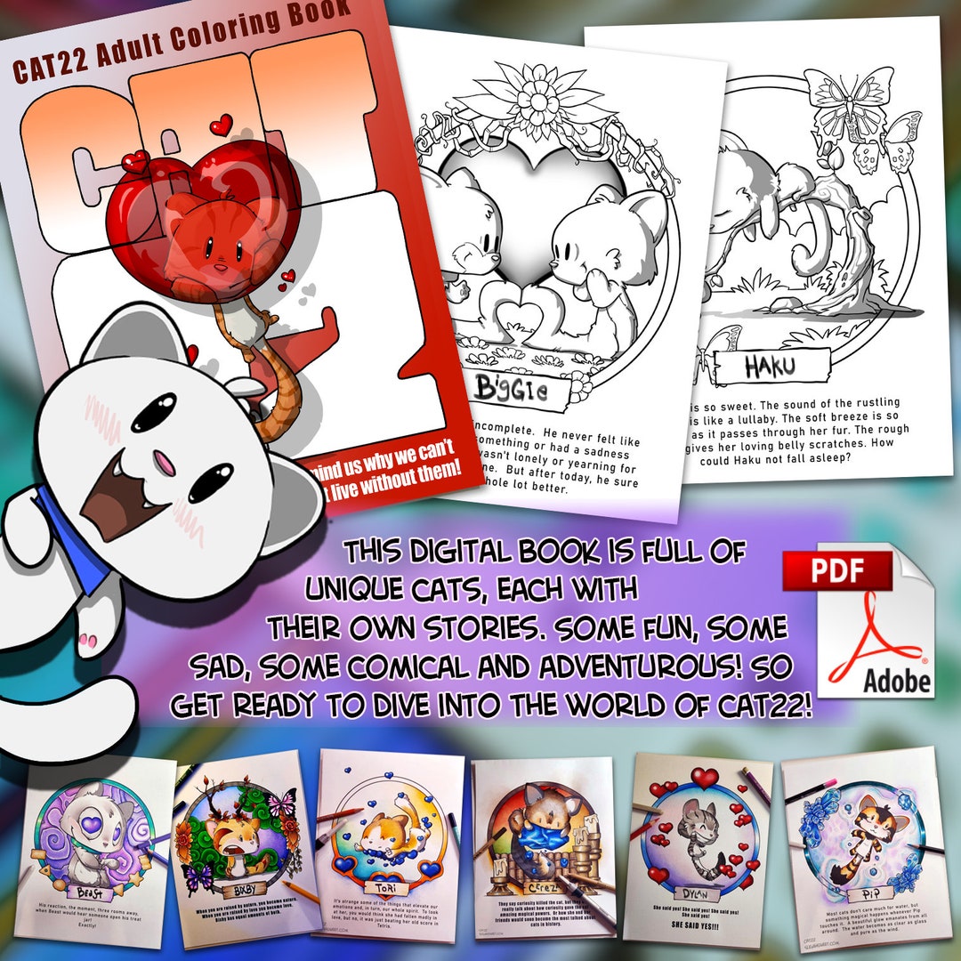 Cat22 Adult Coloring Book - Etsy