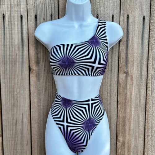 Trippy Vortex One Shoulder Rave Set Abstract Rave Set - Etsy