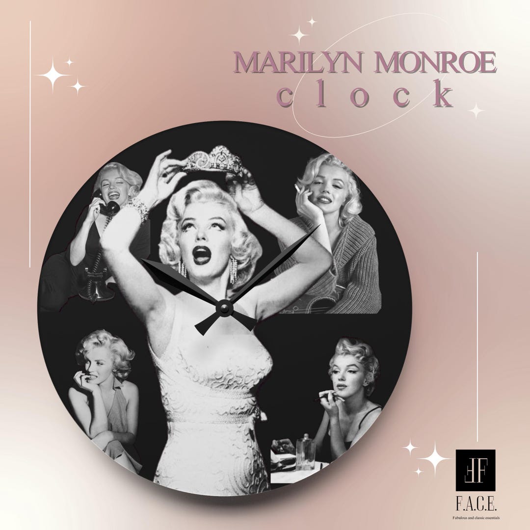 Marilyn Monroe Wall Clock Round Clock Square Clock Old Hollywood ...
