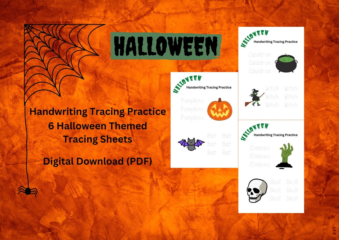 Halloween Themed Handwriting Practice Letter Tracing Sheet Printable A4 ...