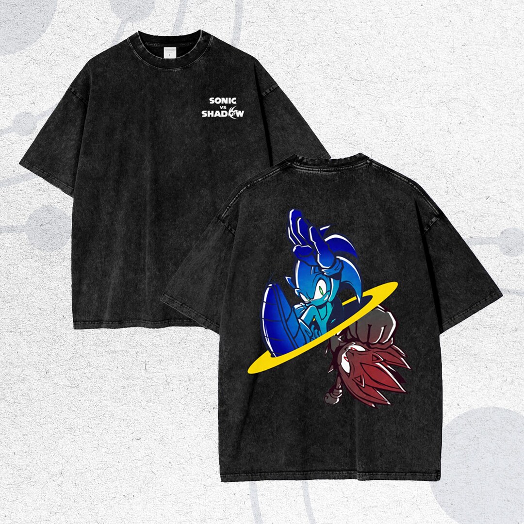 Sonic the Hedgehog Anime T-shirt - Acid Wash Oversize Tee, Sonic the ...