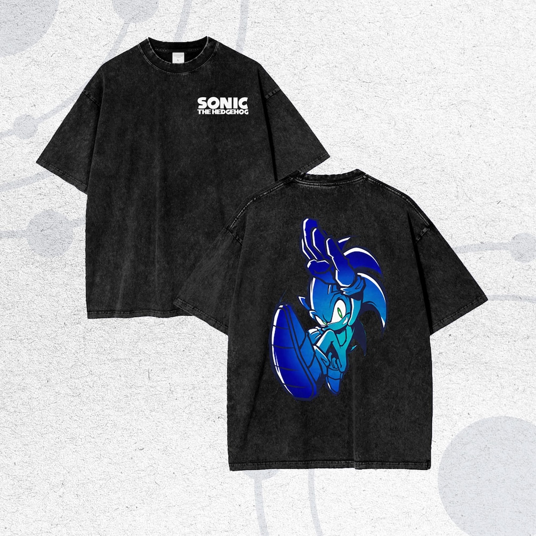 Sonic the Hedgehog Anime T-shirt - Acid Wash Oversize Tee, Sonic the ...