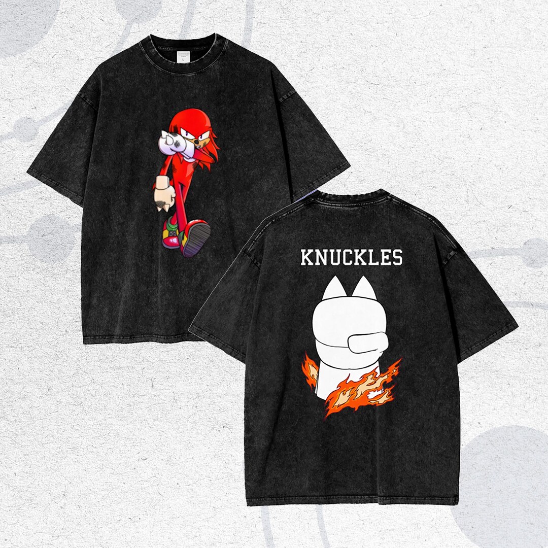 Knuckles the Echidna Anime T-shirt - Acid Wash Oversize Tee, Sonic the ...