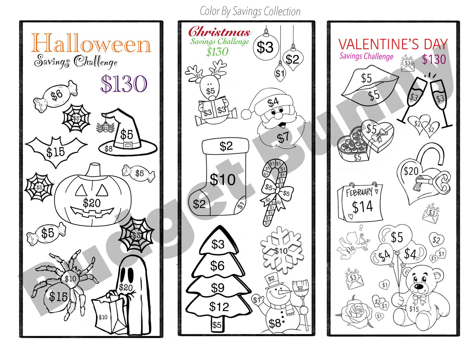 Color by Savings Collection | Savings Challenge | Halloween. Christmas ...